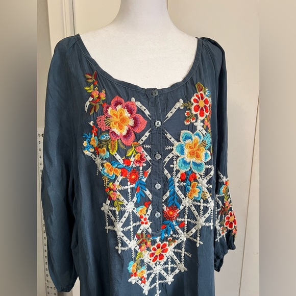 Johnny Was | Tops | Johnny Was Embroidered Shirt | Poshmark
